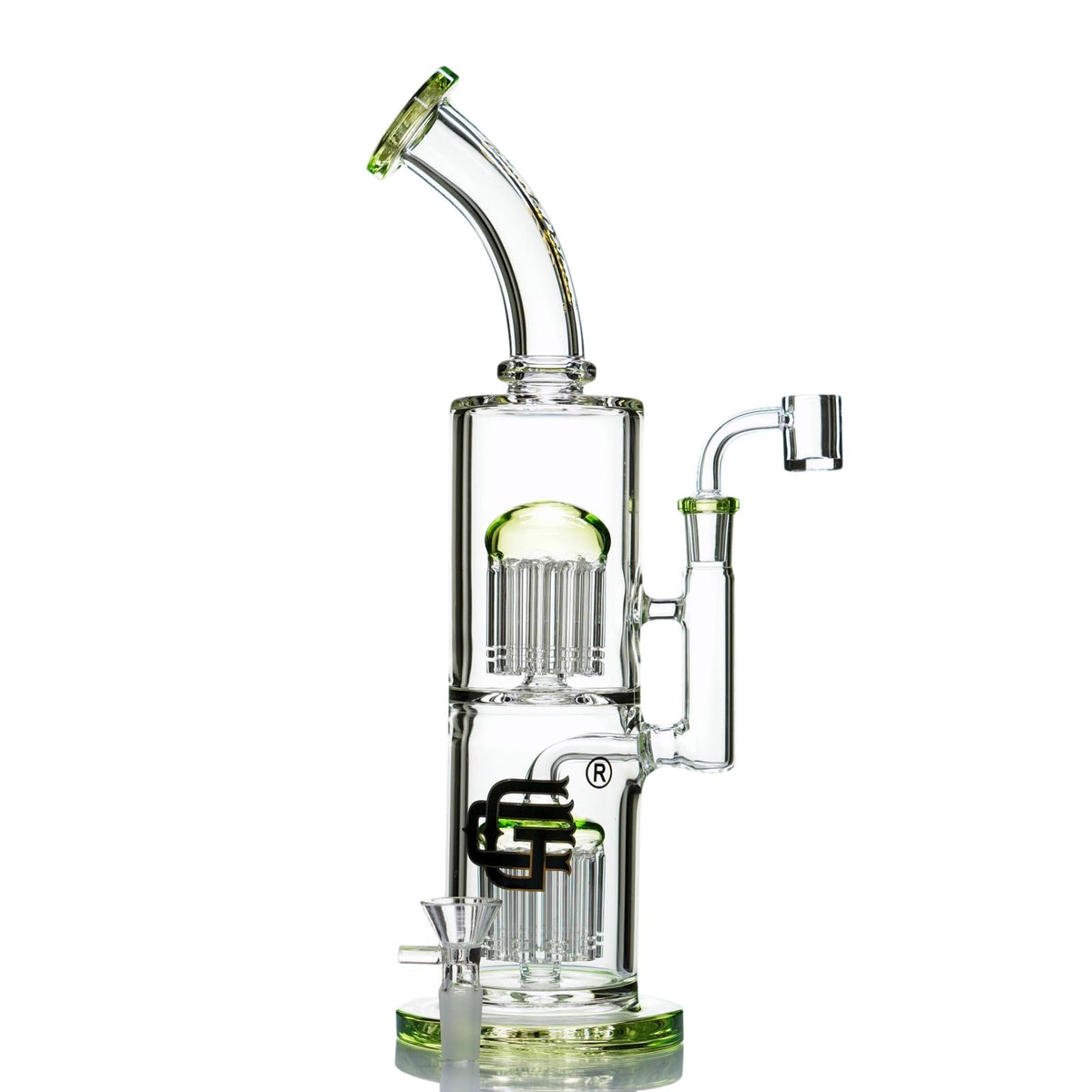 Crystal Glass Double Tree Perc Dab Rig