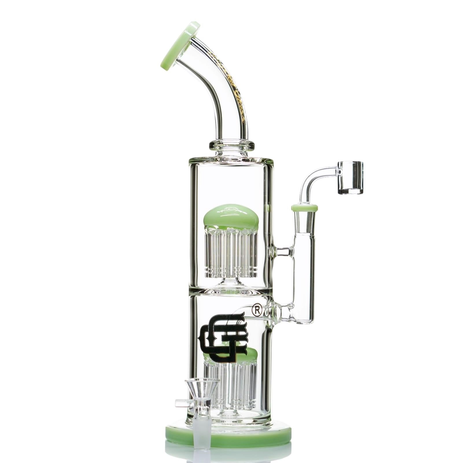 Crystal Glass Double Tree Perc Dab Rig
